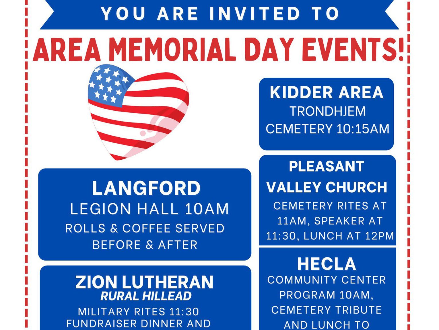 MEMORIAL DAY PROGRAMS PLANNED!