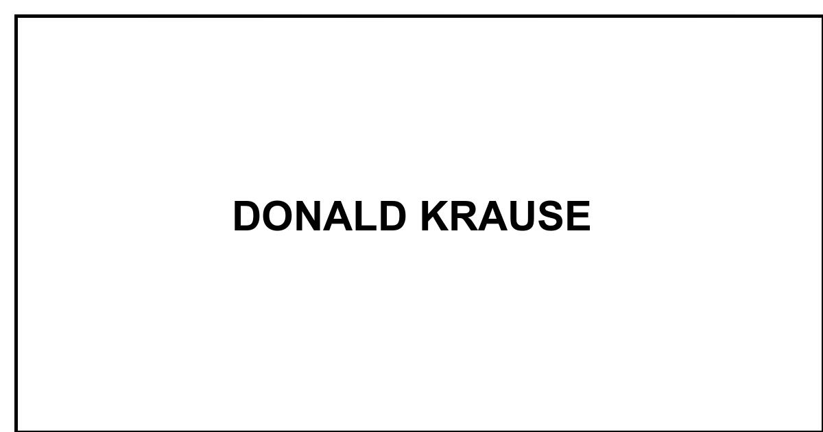 Obituary: DONALD KRAUSE