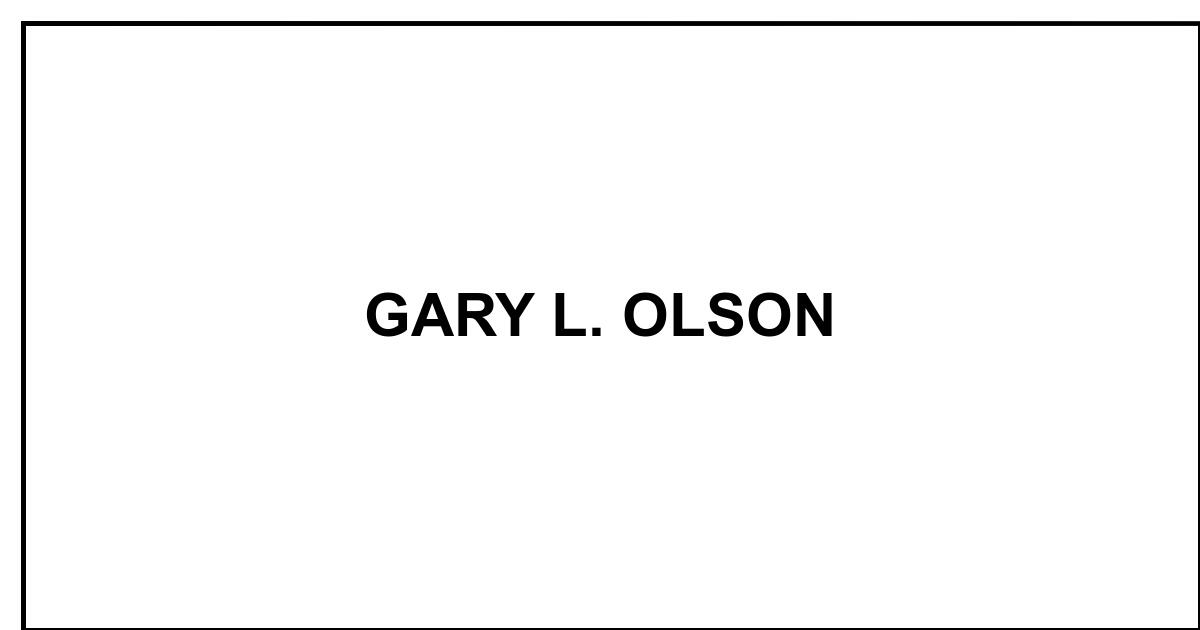 Obituary: GARY L. OLSON