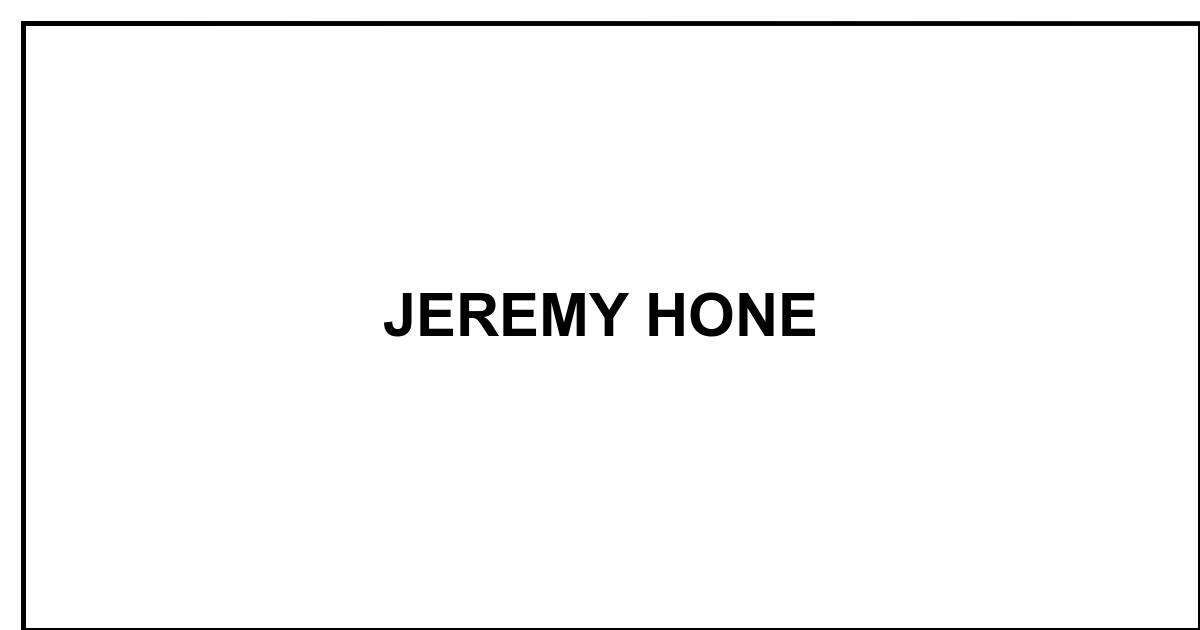 Obituary: JEREMY HONE