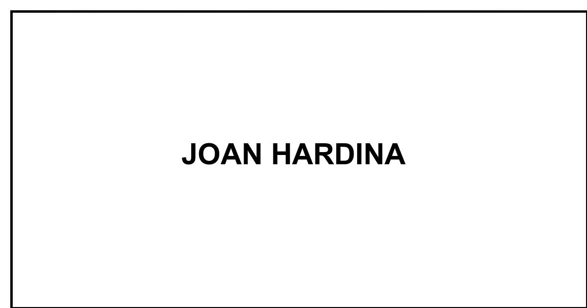 Obituary: JOAN HARDINA